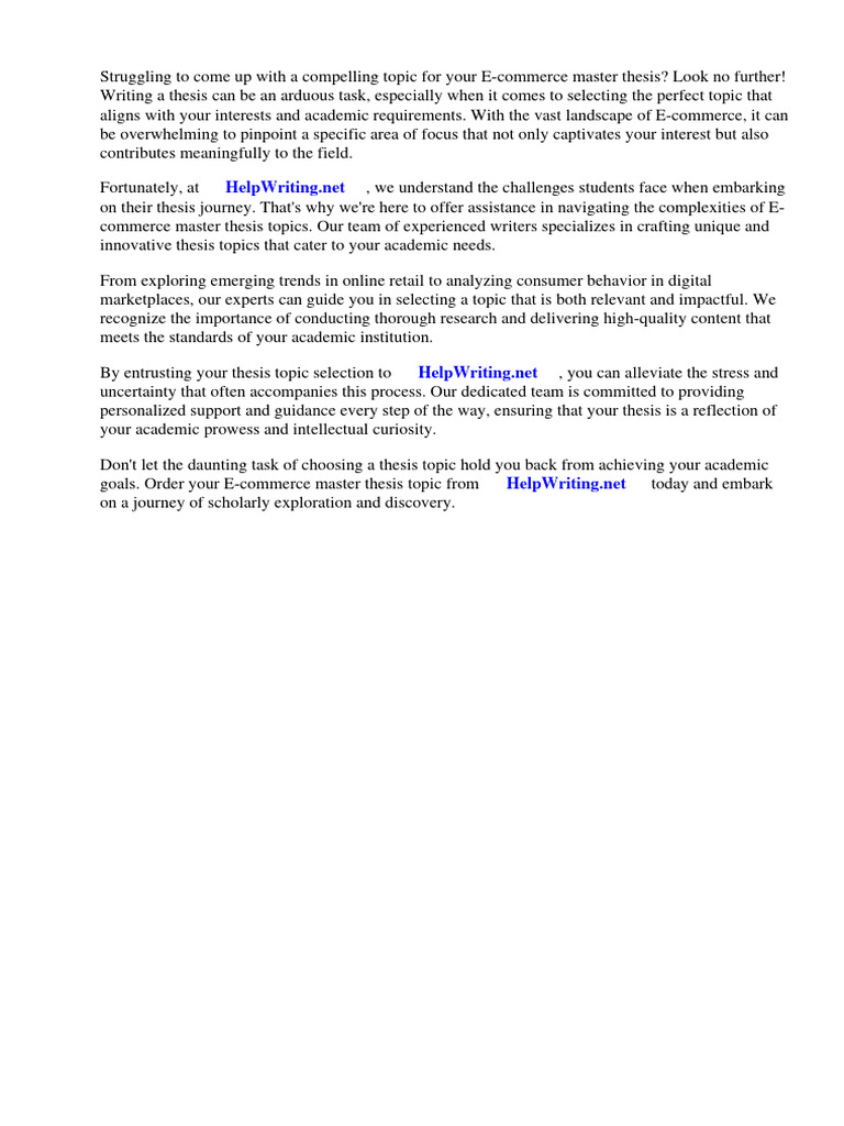 E-Commerce Master Thesis Topic Ideas | PDF | E Commerce | Electronic ...
