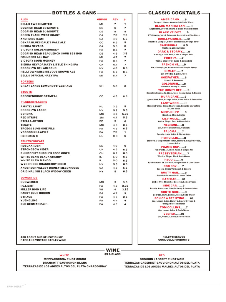 Kellys Menu 9.22-Backpage | PDF