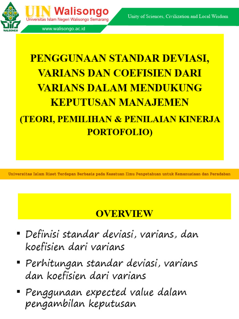 4 - Penggunaan Standar Deviasi, Varians Dan Coefisien Dari Varians | PDF