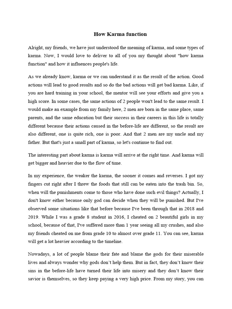 Function of Karma - Edited.edited | PDF | Karma | Religious Belief And Doctrine