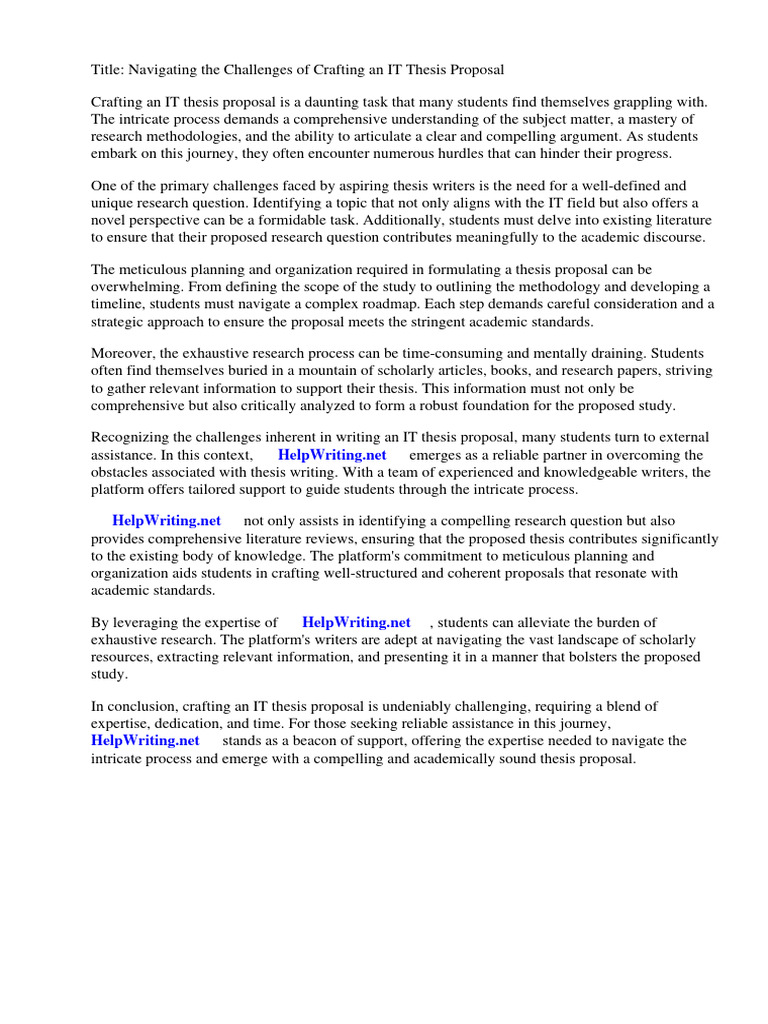 It Thesis Proposal | PDF | Thesis | Cognition