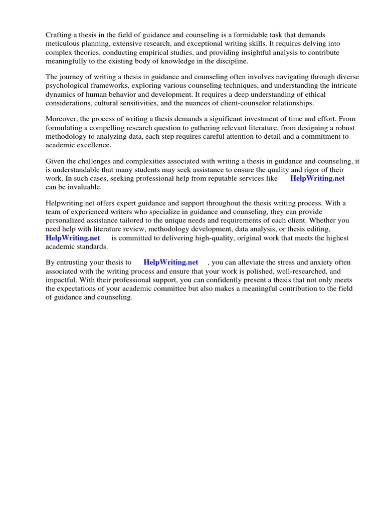Sample Thesis in Guidance and Counseling | PDF | Psychotherapy | School Counselor