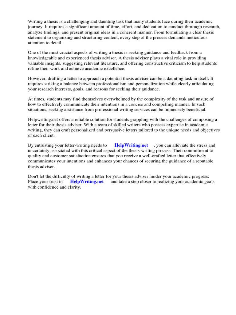 Example of Letter For Thesis Adviser | PDF | Thesis | Résumé