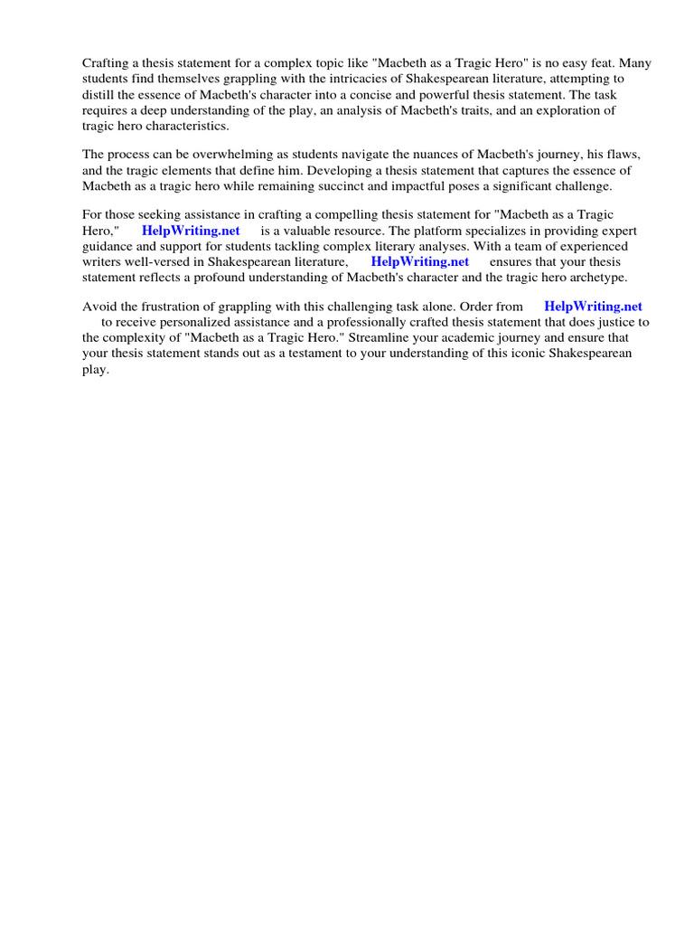 Macbeth Thesis Help for Students | PDF | Macbeth