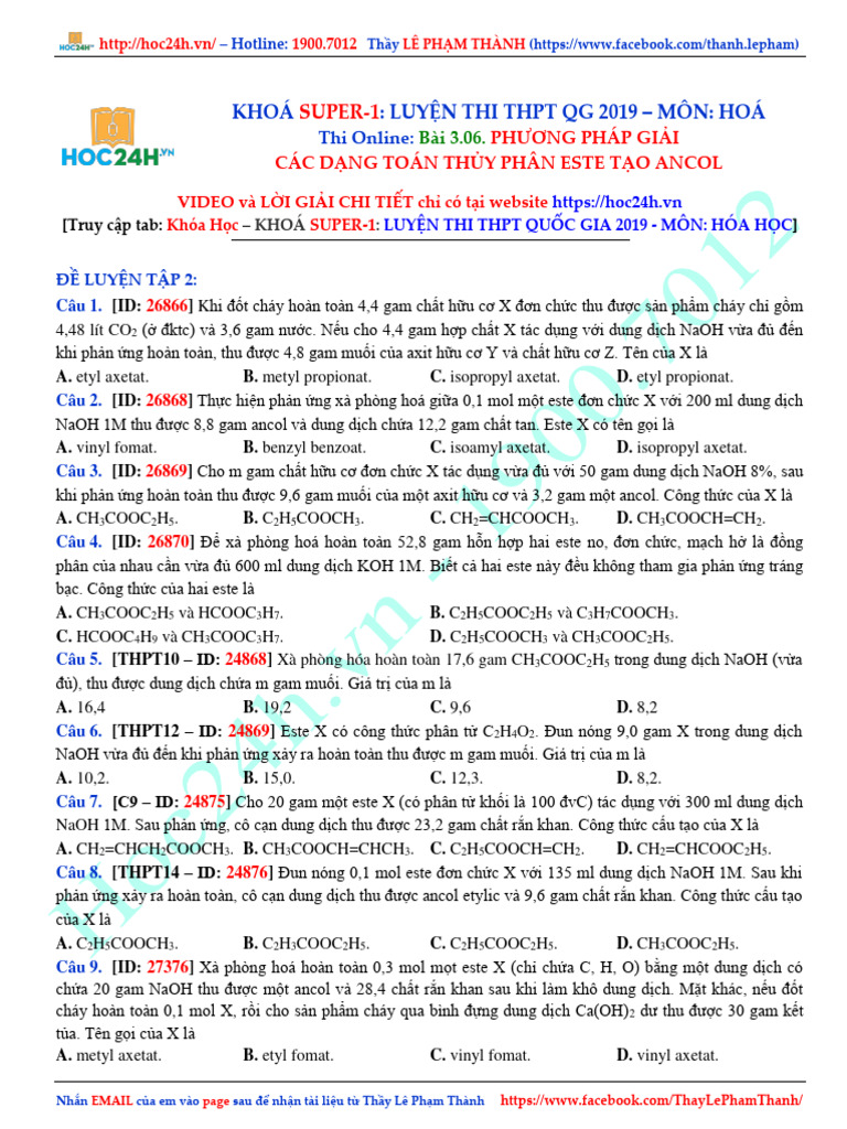 TH y Phân Este T o Ancol 2 | PDF