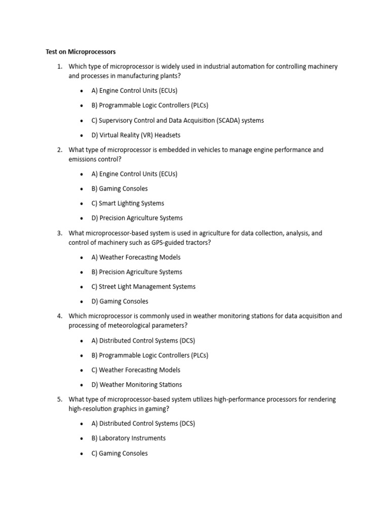 Microprocessors - MCQs | PDF