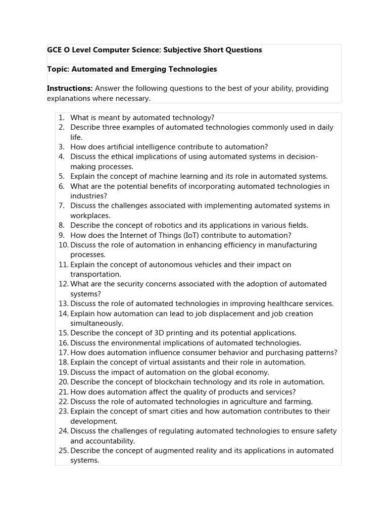 Short Question and Answers | PDF