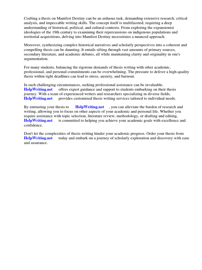 Thesis Manifest Destiny | PDF | The United States | Slavery