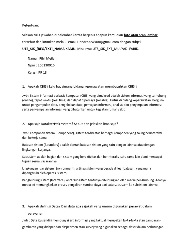 UTS - SIK - RGL - Fitri Meilani 2 | PDF | Bisnis | Komputer