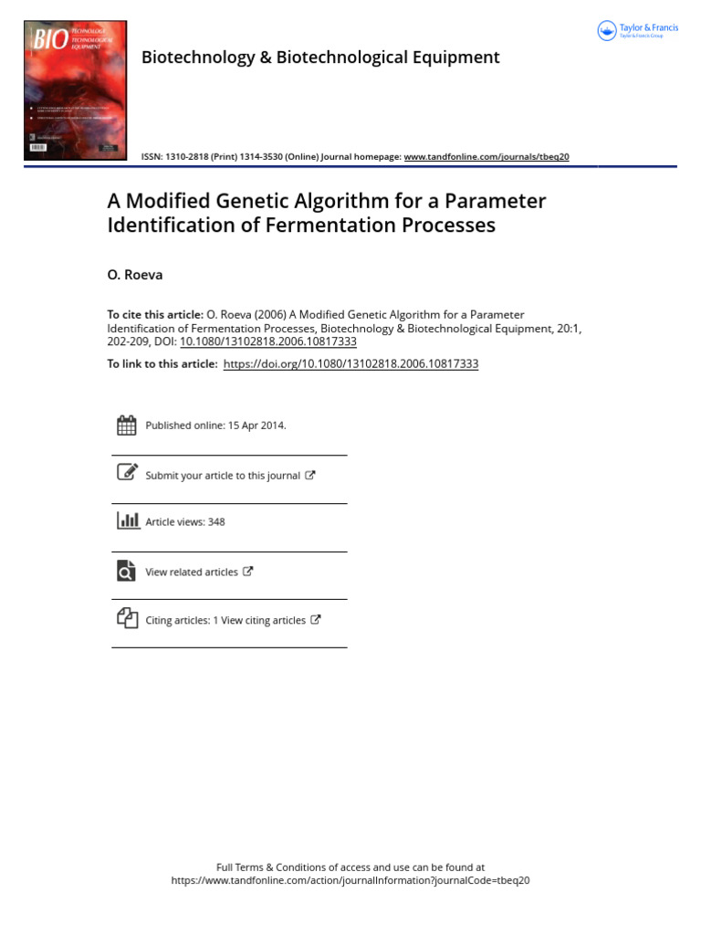 A Modified Genetic Algorithm For A Parameter Identification of Fermentation Processes | PDF ...