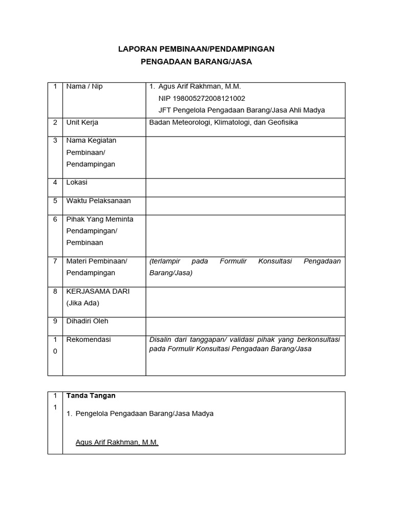 3 Laporan Pembinaan Pendampingan Barang Jasa | PDF