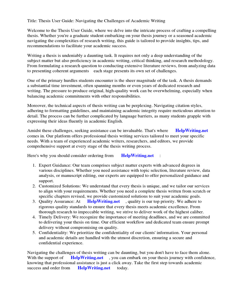 Thesis User Guide | PDF | Thesis