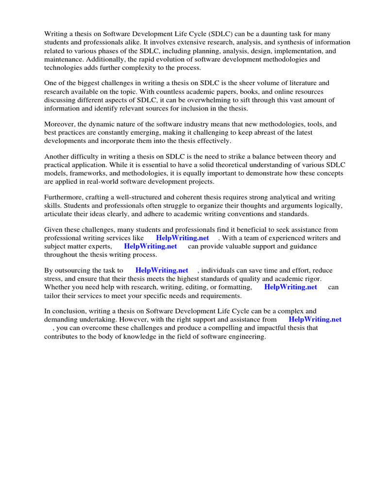 Thesis On Software Development Life Cycle | PDF | Software Development Process | Technology ...