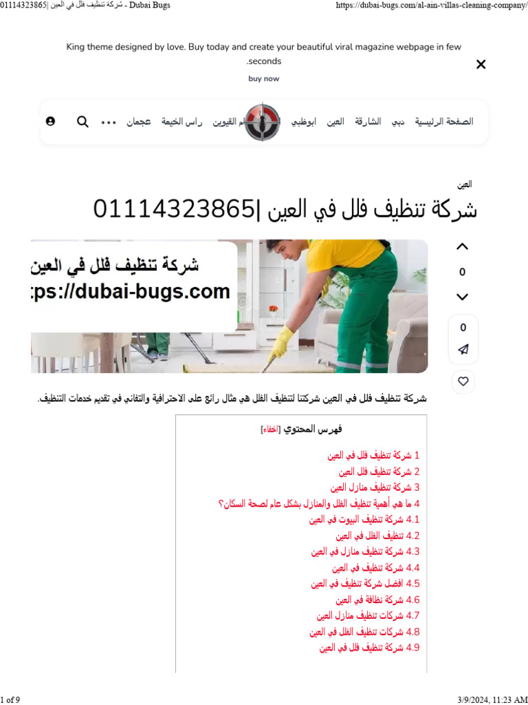 شركة تنظيف فلل في العين 01114323865 - Dubai Bugs | PDF