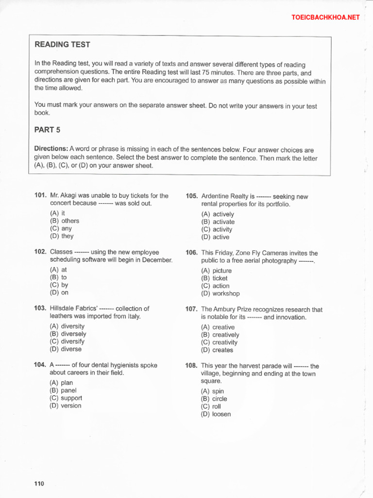 TOEIC Practice Test - Đề Số 4 IIG | PDF
