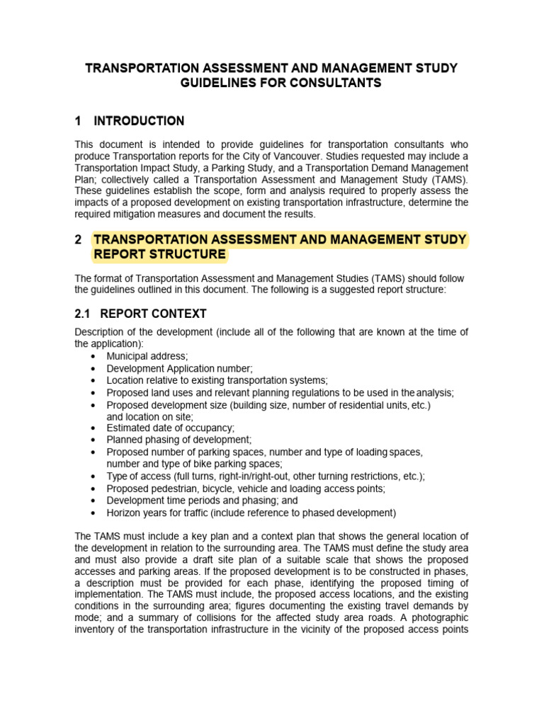 Guidelines Transportation Assessment Management Study Tams | PDF | Traffic | Cycling Infrastructure