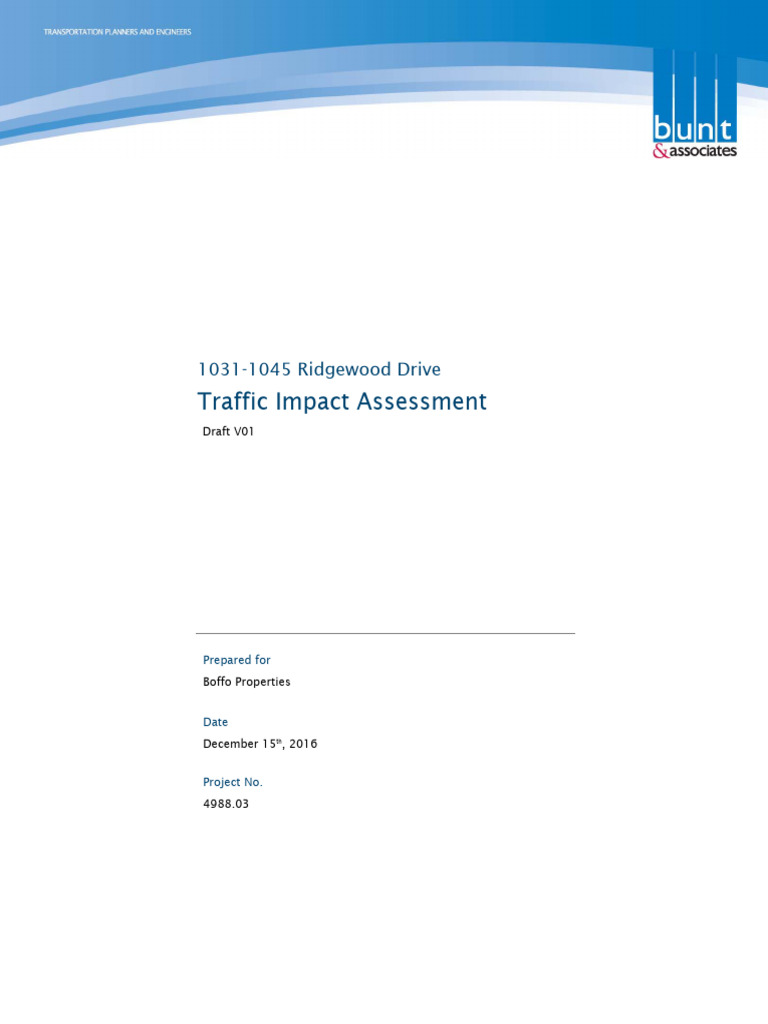 Ridgewood Bunt Traffic-Impact-Assessment | PDF | Parking | Traffic