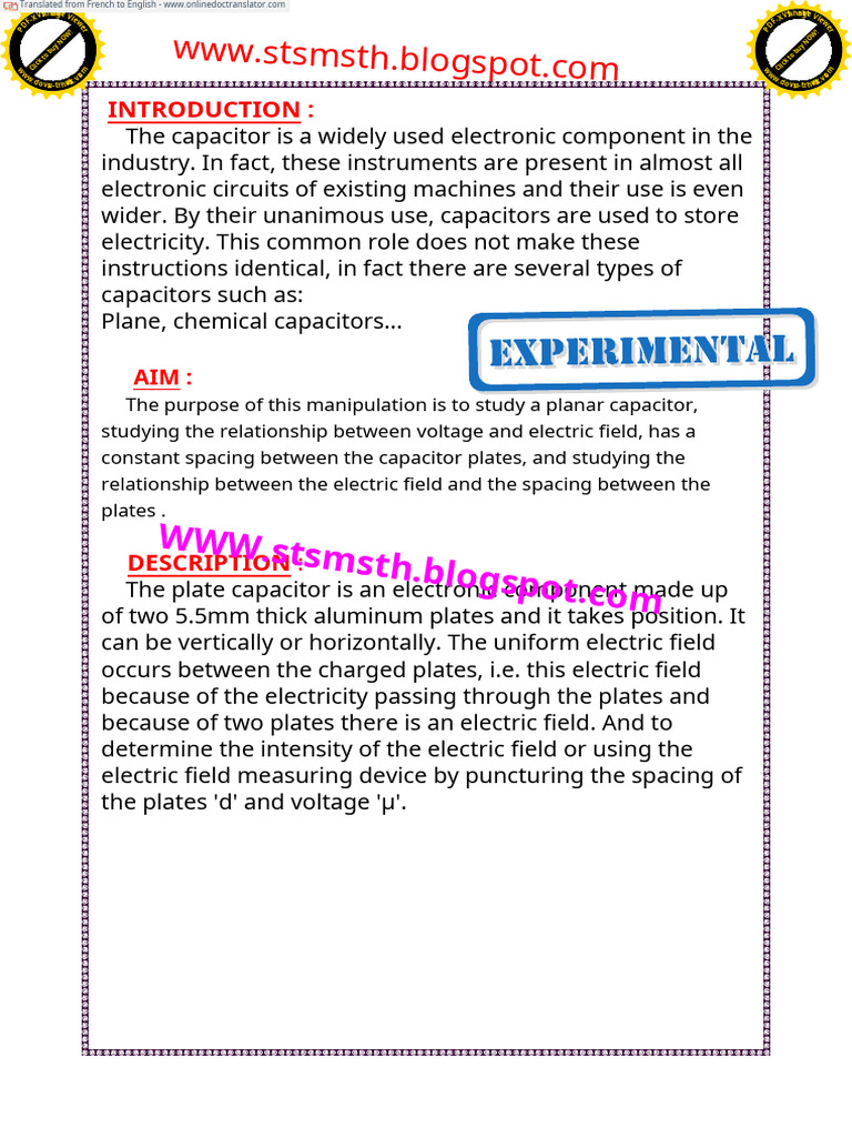 TP Physique Compte Rendu Charge Et Decharge Dun Condensateur - Fr.en | Download Free PDF ...