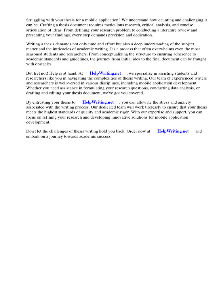 Thesis Document For Mobile Application | PDF