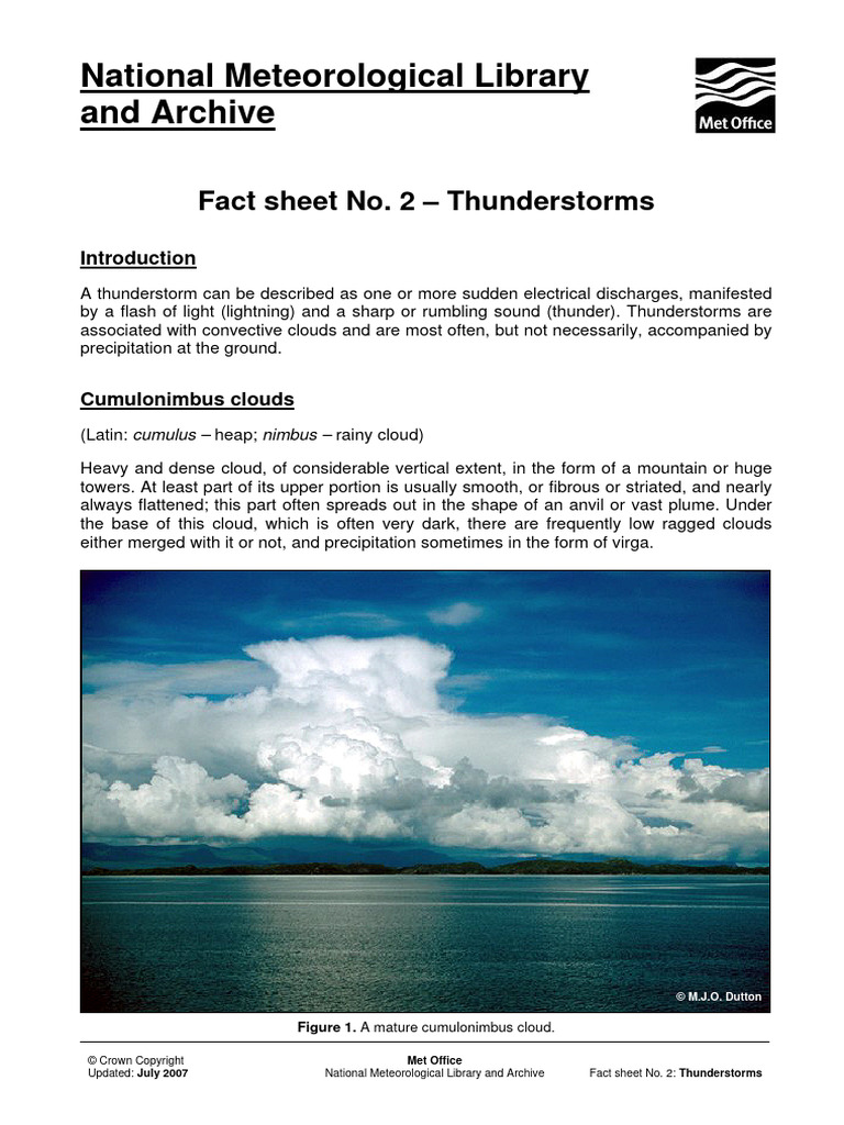 National Meteorological Library and Archive: Fact Sheet No. 2 - Thunderstorms | PDF