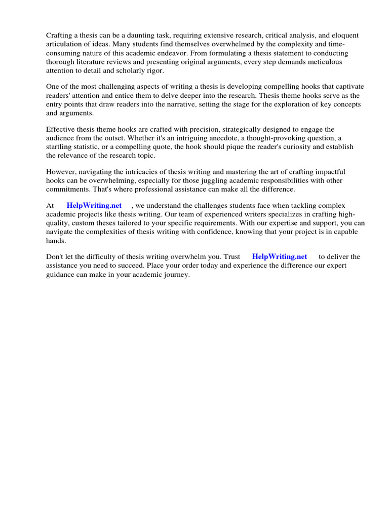 Thesis Theme Hooks | PDF | Essays | Thesis