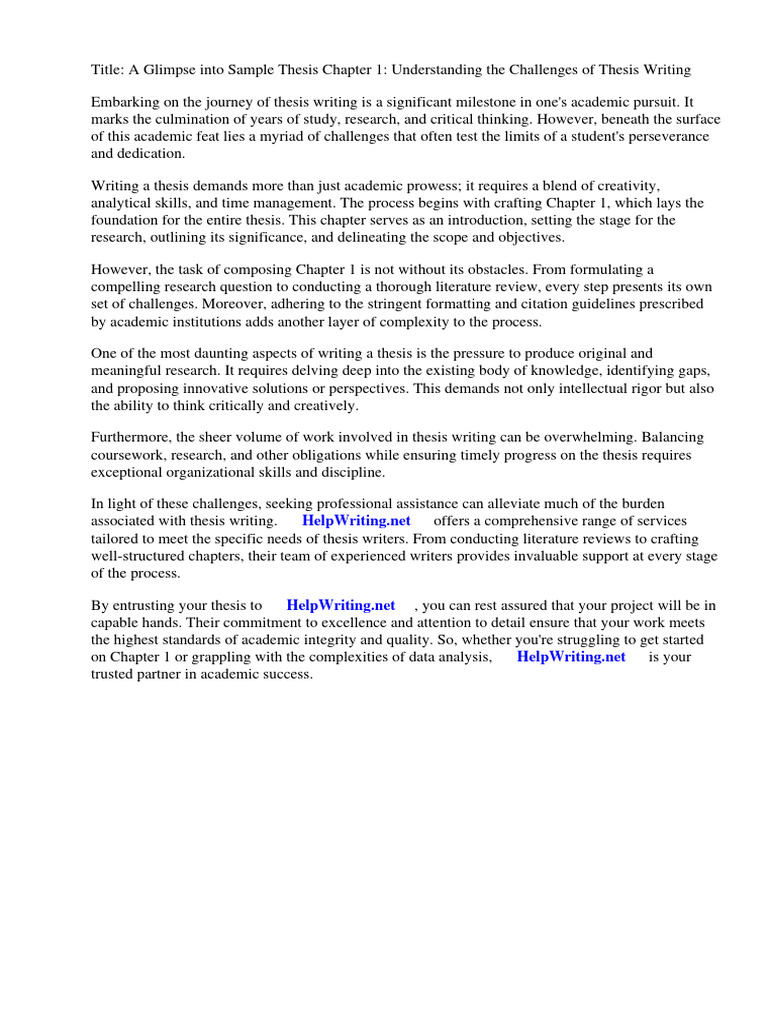 Sample Thesis Chapter 1 | PDF | Survey Methodology | Statistics