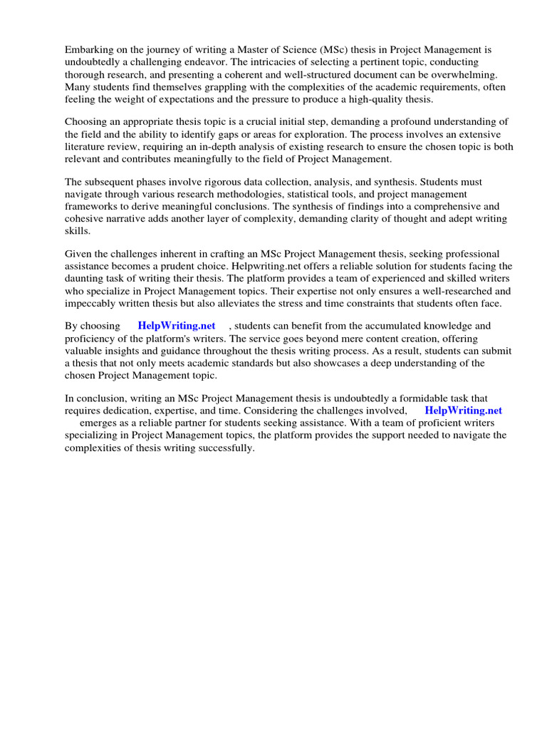 MSC Project Management Thesis Topics | PDF | Project Management | Thesis
