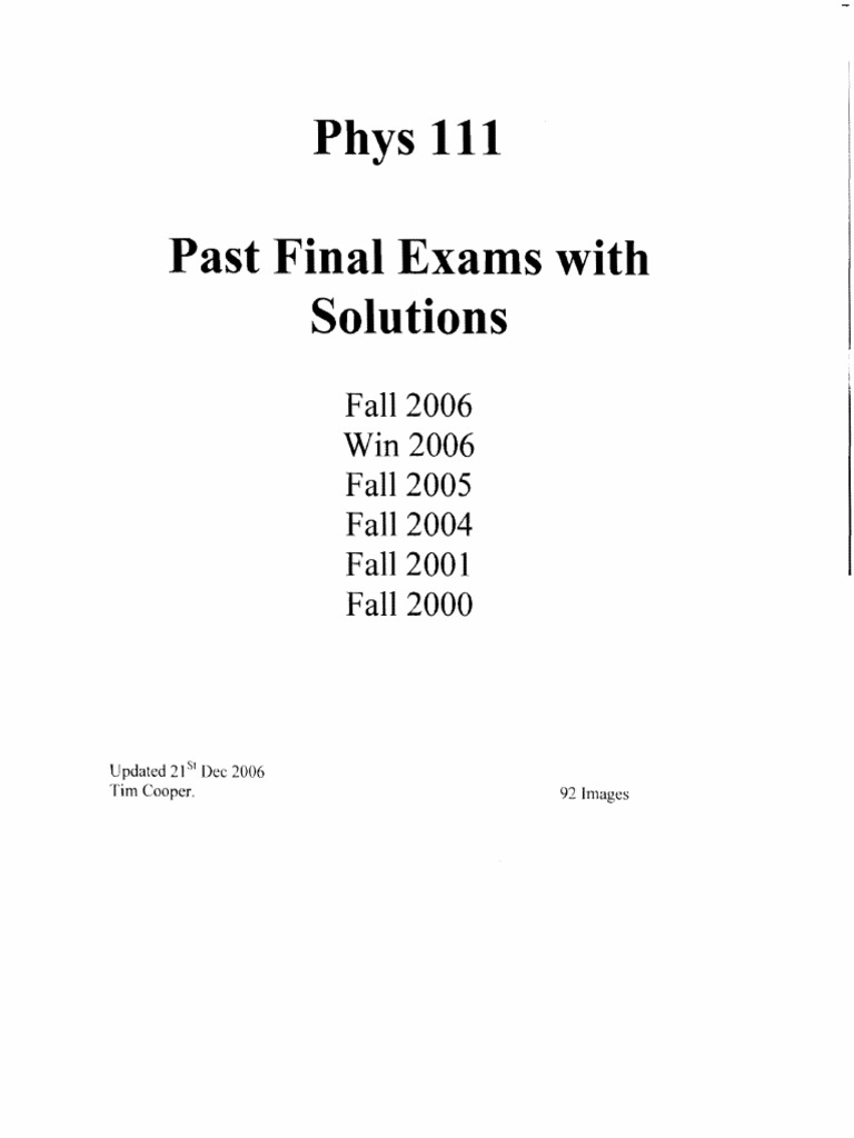 Physics 111 Final Exam Solutions | PDF | Acceleration | Euclidean Vector