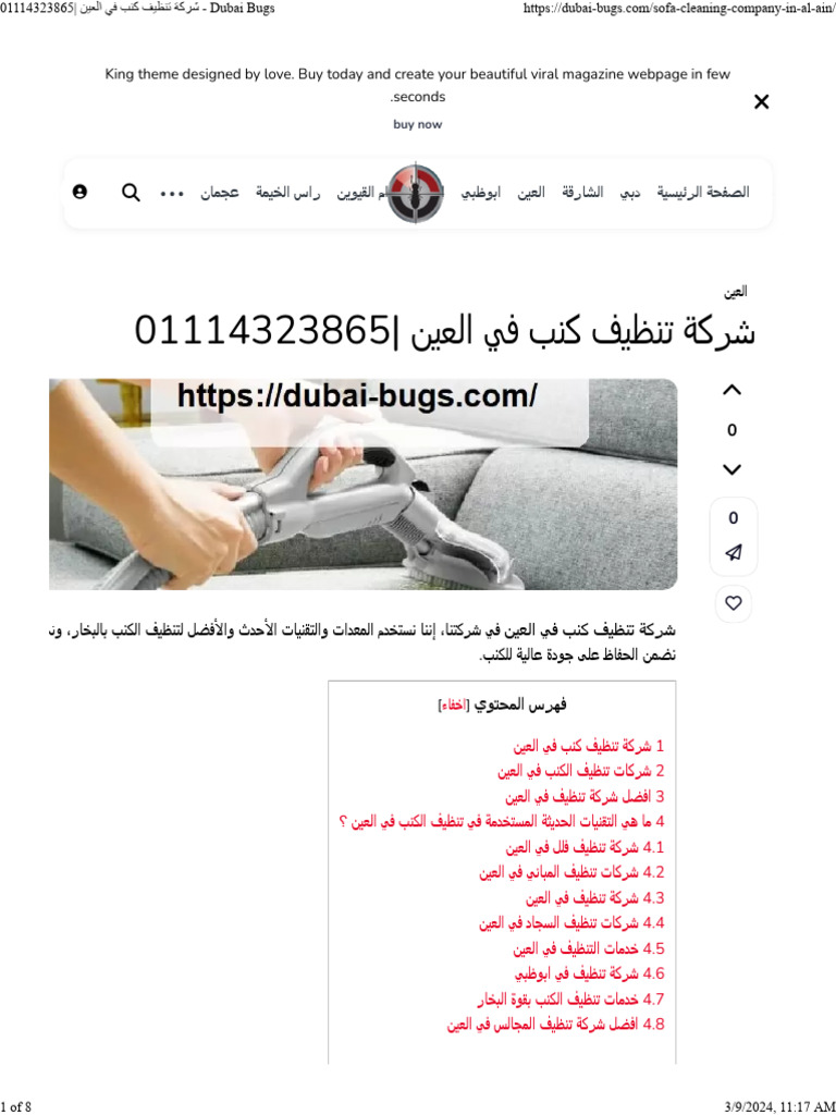 شركة تنظيف كنب في العين 01114323865 - Dubai Bugs | PDF