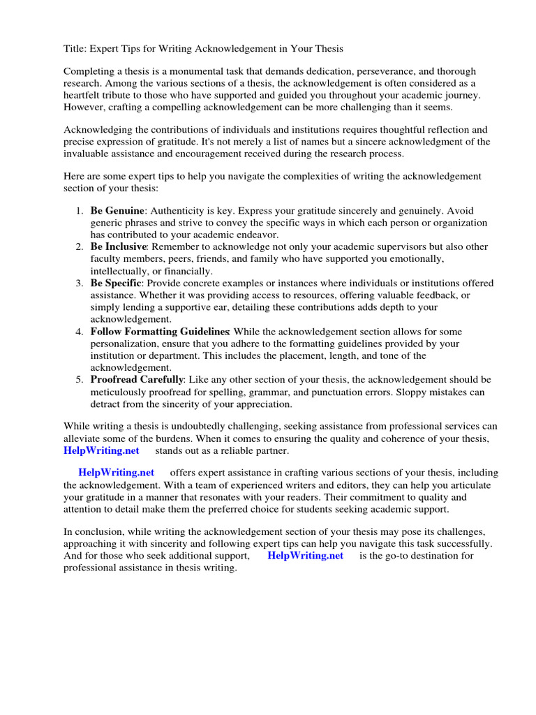 Sample of Writing Acknowledgement of Thesis | PDF | Thesis