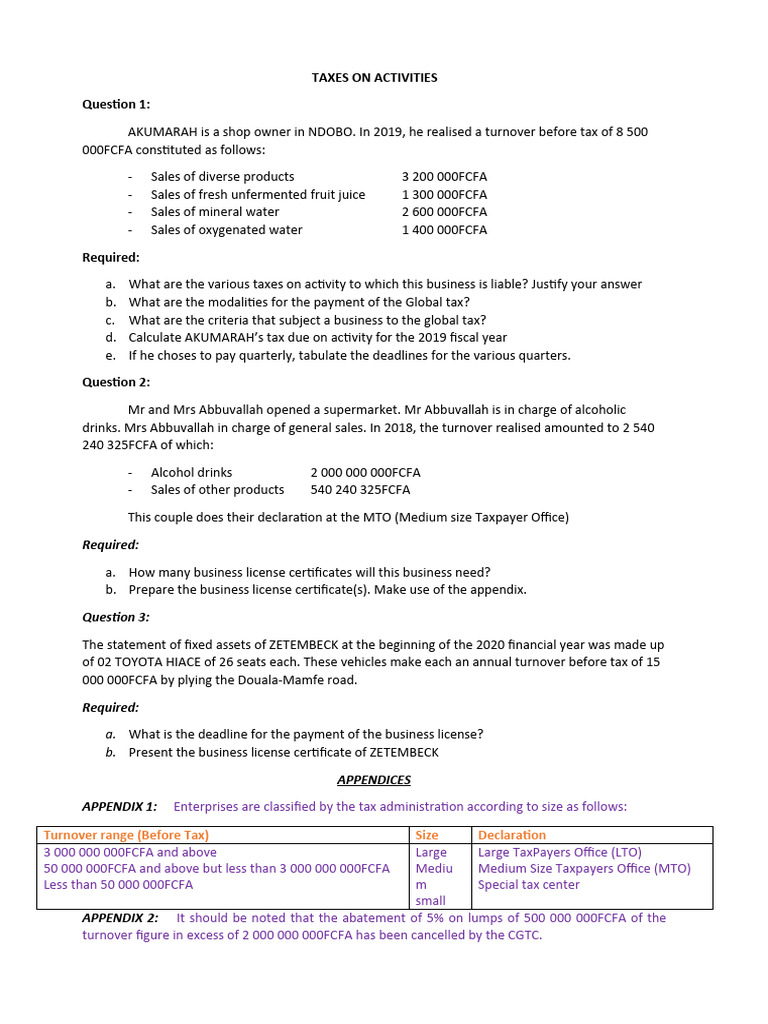 Taxation of Activities-1 | PDF | Taxes | Fiscal Year