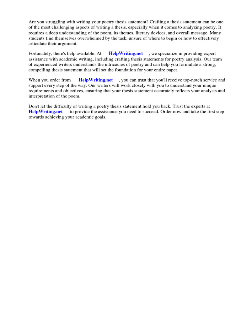 How To Write A Poetry Thesis Statement | PDF | Essays | Poetry