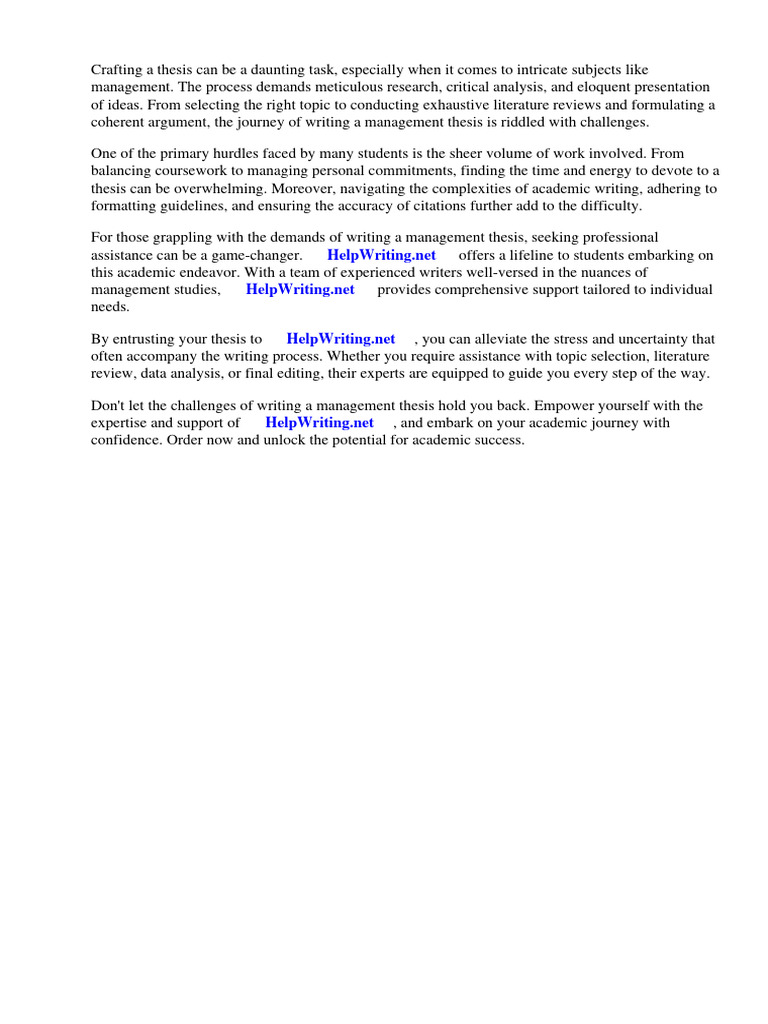 Management Thesis Proposal Sample | PDF | Thesis | Translations