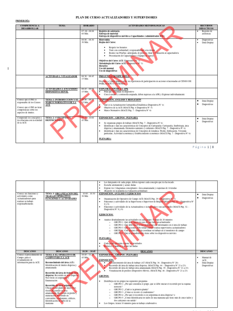 PLAN DE CURSO ACE ACTUALIZADORES Y SUPERVISORES (P) | PDF | Moodle