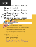 A Detailed Lesson Plan For Grade-8 English Direct and Indirect Speech ...