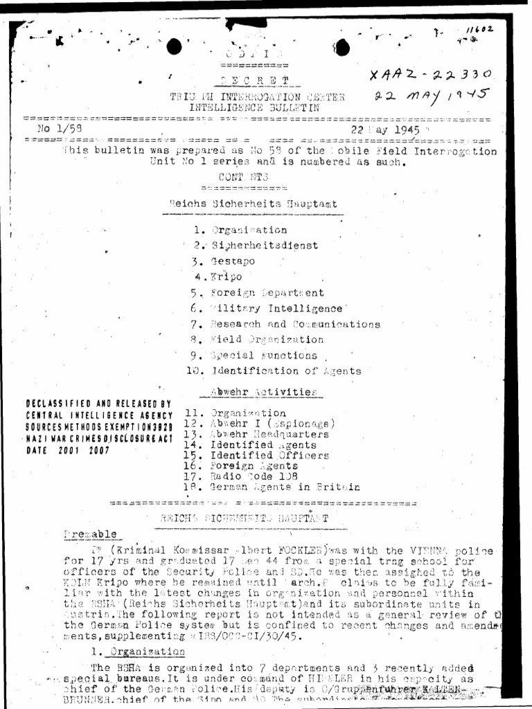 German Intelligence Service (Wwii), Vol. 1 - 0007 | PDF | Government ...