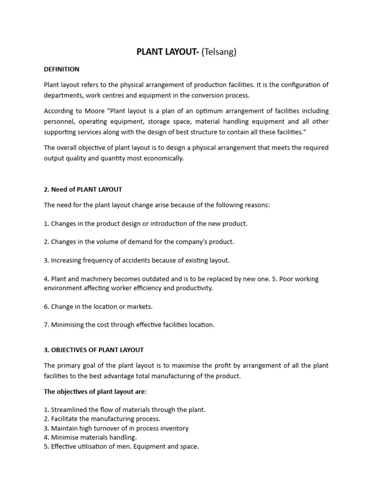 Plant Layout Telsang | Download Free PDF | Inventory | Mass Production