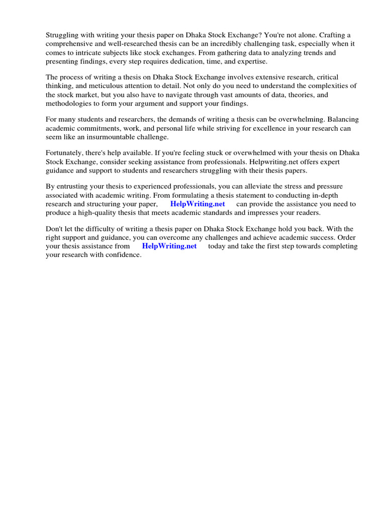 Thesis Paper On Dhaka Stock Exchange | PDF | Stocks | Clearing (Finance)