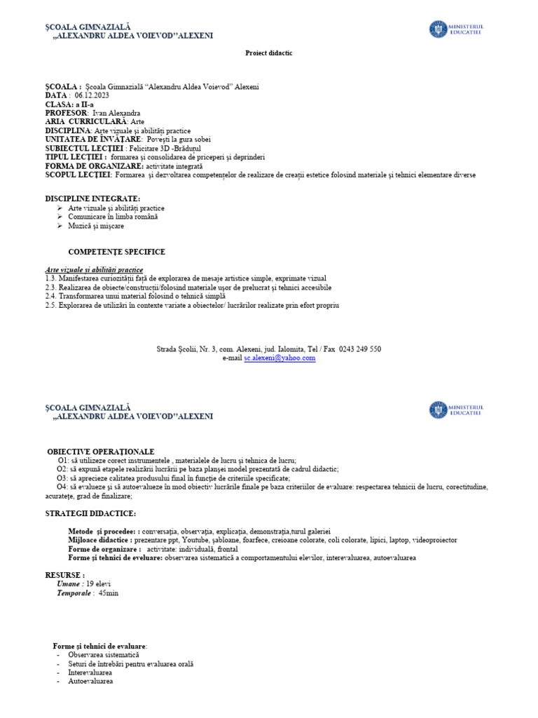 Proiect Didactic AVAP | PDF