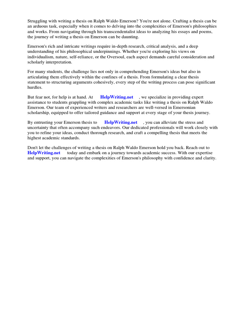 Ralph Waldo Emerson Thesis | PDF | Philosophy | Religion & Spirituality