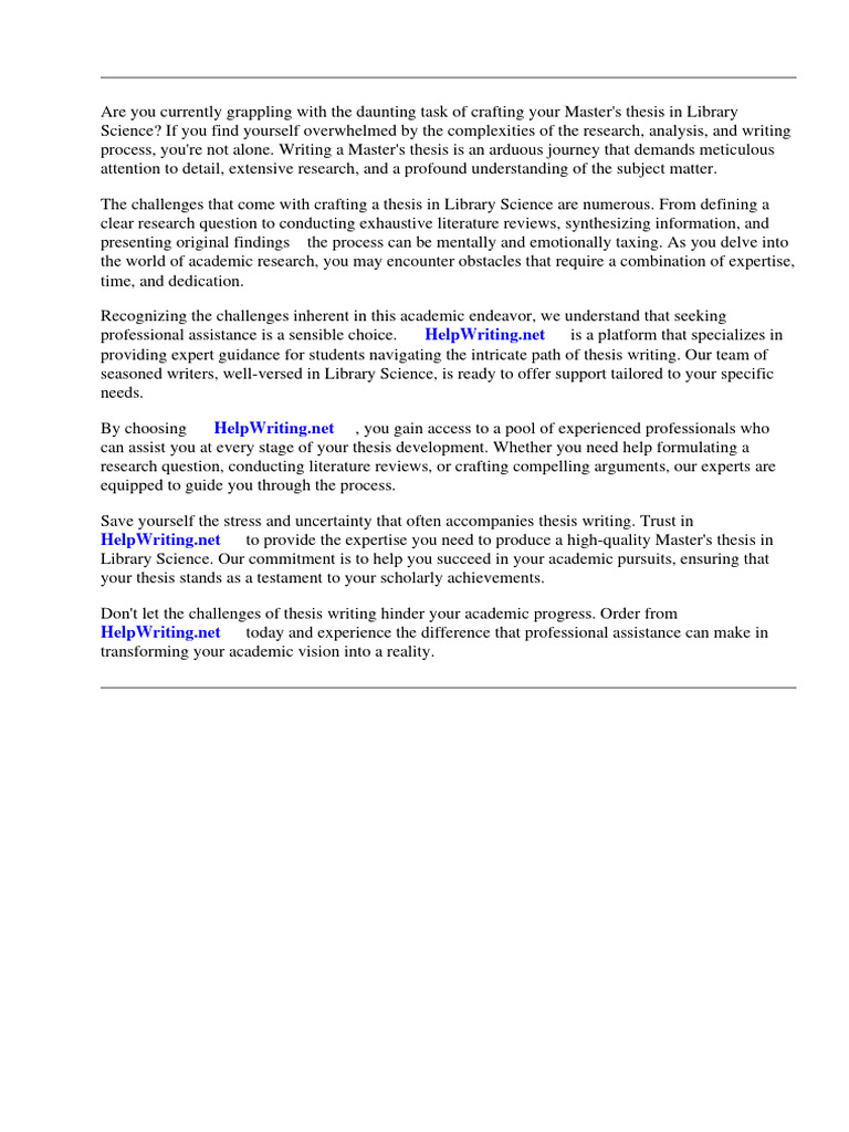 Master Thesis Library Science | PDF