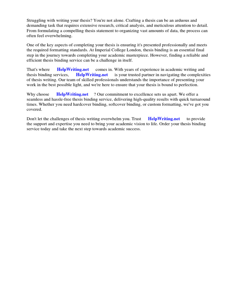 Imperial College London Thesis Binding Pdf Thesis Bookbinding