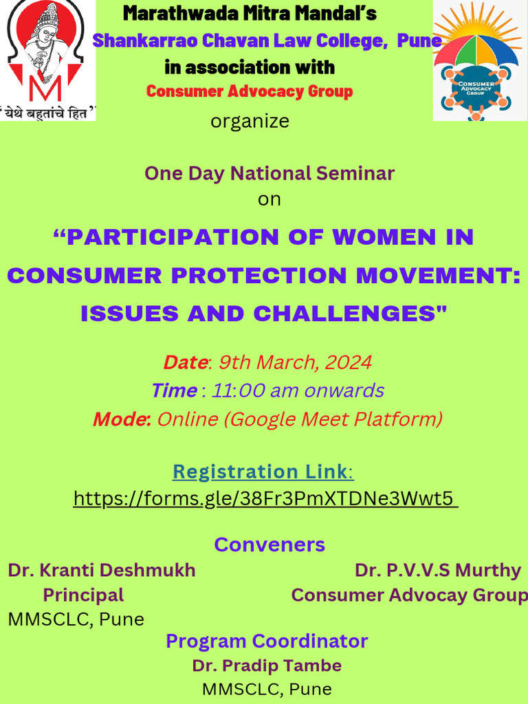Participation of Women in Consumer Protection Movement Issues and ...