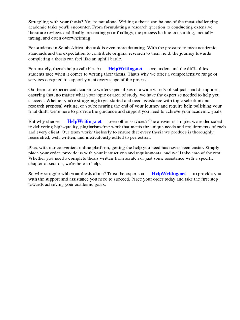 Thesis Database South Africa | PDF