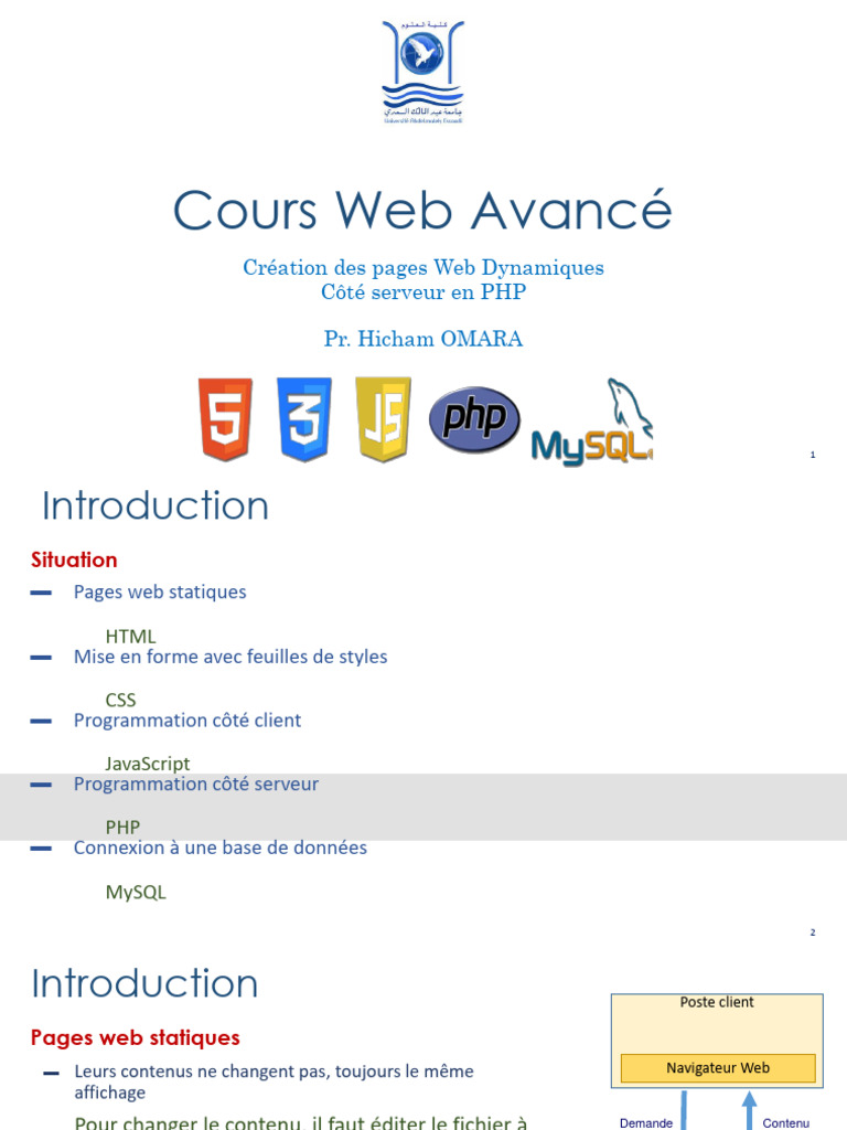 Cours Web Avancé - PHP - Syntaxe de Base | PDF