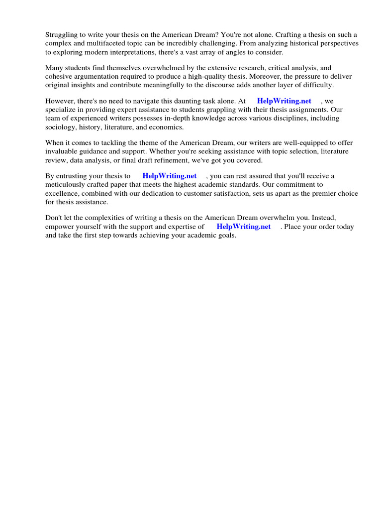 American Dream Thesis Examples | PDF | American Dream | Racial Segregation