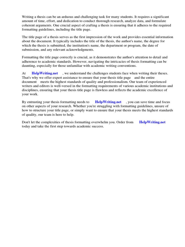 Format of Thesis Title Page | PDF