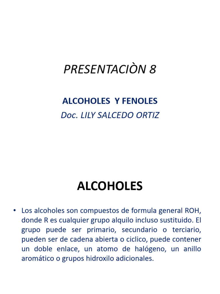 Pres 8 Alcoholes | PDF | Ester | Ácido