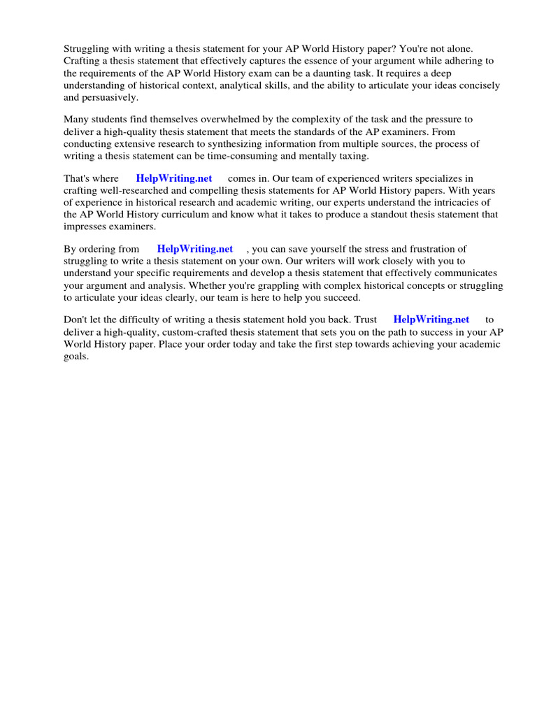 Writing A Thesis Statement For AP World History | PDF | Essays | Thesis