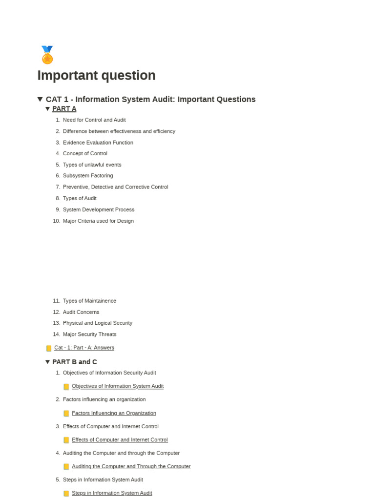 Cat 1 Information System Audit Important Questions | PDF